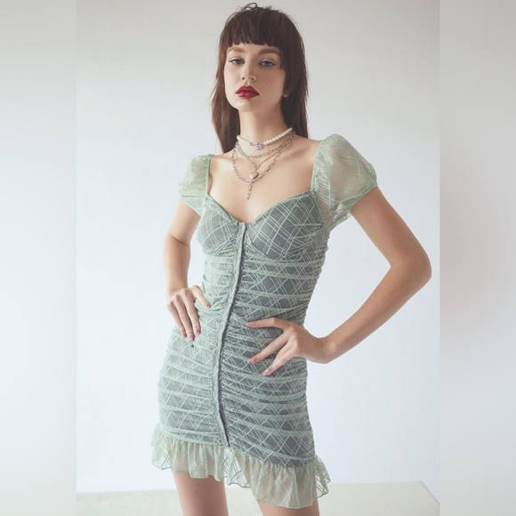 Current Mood | Dresses | Current Mood Green Ruffle Dress | Poshmark